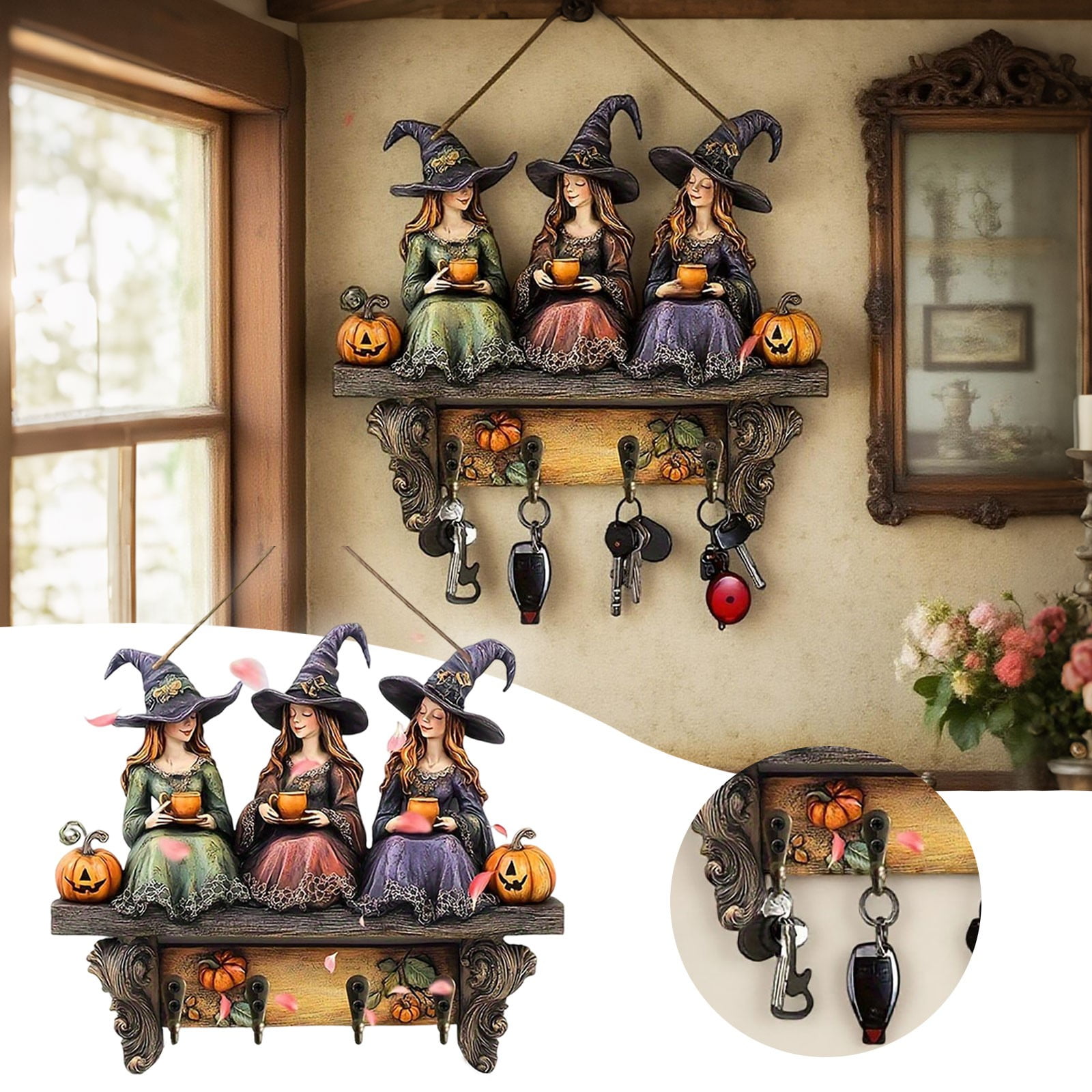 Click here for Zhengjuuu Bohemian Halloween Witch Wooden Wall Han... prices