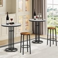 Bar Table, 23.6-Inch Round Pub Table, Frosted Glass Cocktail Table with ...