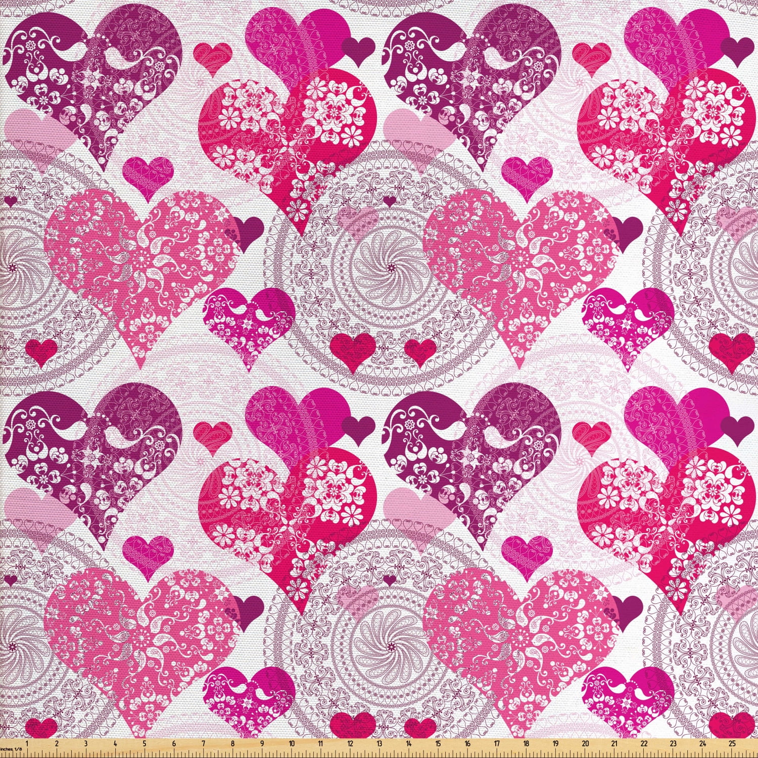 Hearts Fabric By The Yard Valentines Day Inspired Ornamental Love