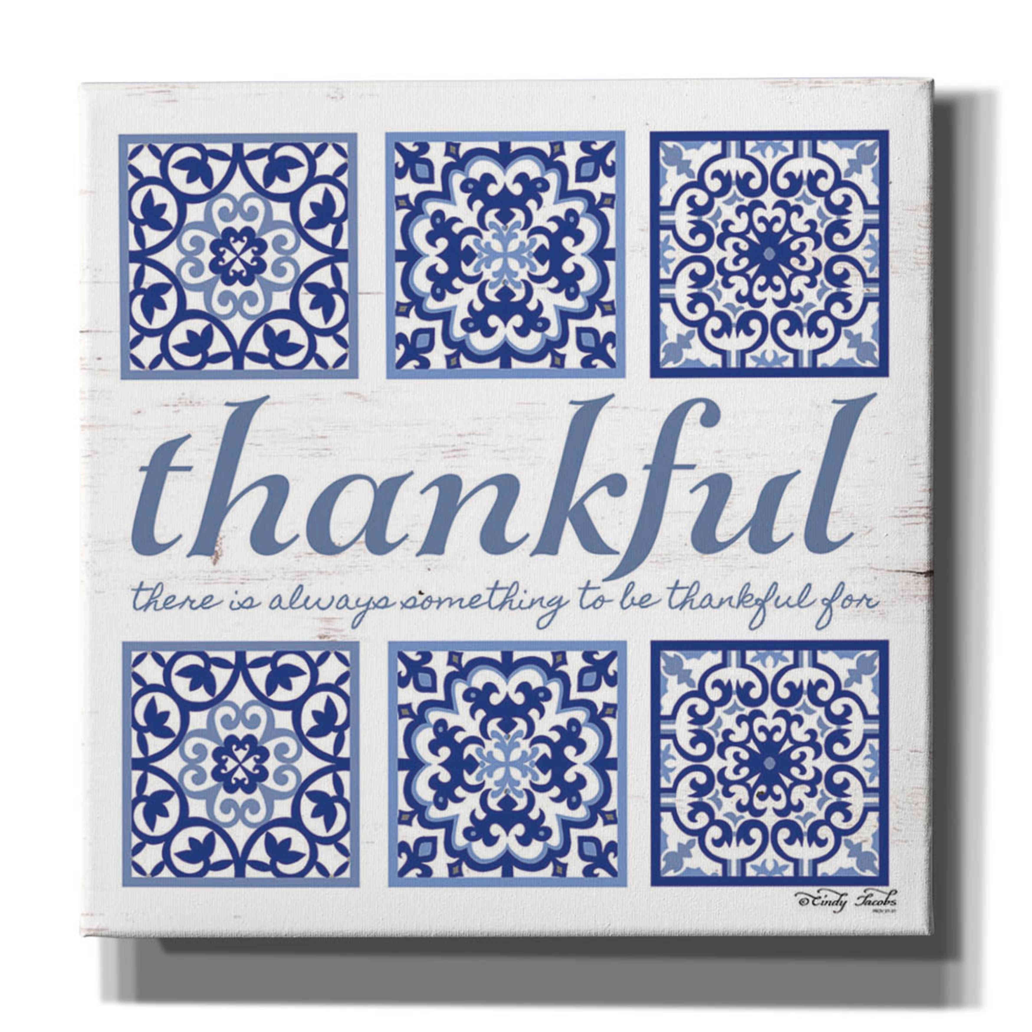 Epic Graffiti 'Thankful Tile' by Cindy Jacobs, Canvas Wall Art, 26"x26 ...