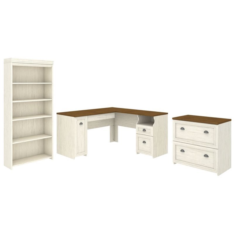 Pemberly Row 3 Piece Office Set in Antique White - Walmart.com