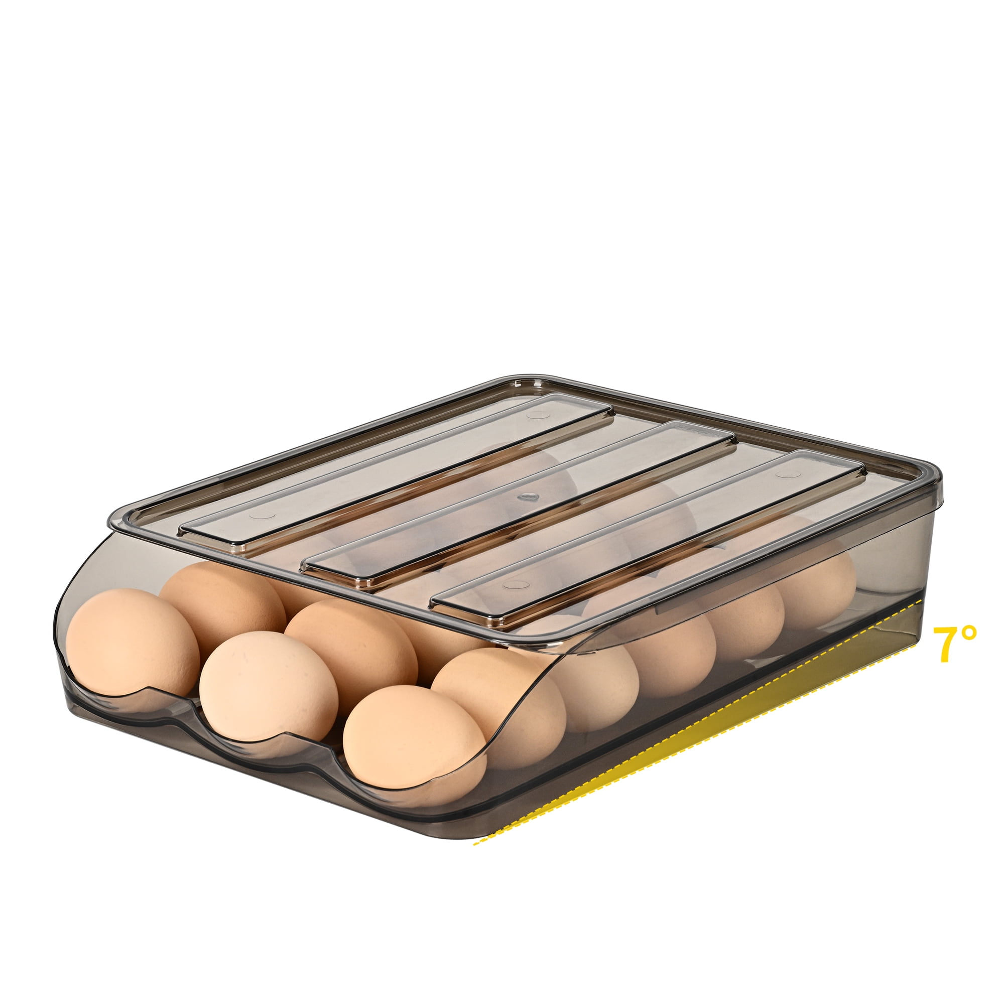 Kogiio Fridge Egg Holder，1-Layer Rolling 18-Piece Refrigerator Egg ...
