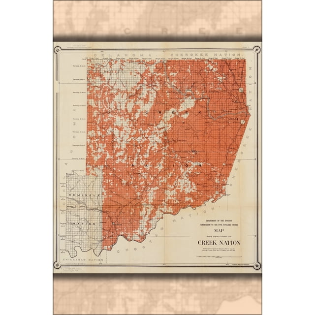24"x36" Gallery Poster, Map allotment in Cherokee Nation oklahoma 1902 ...