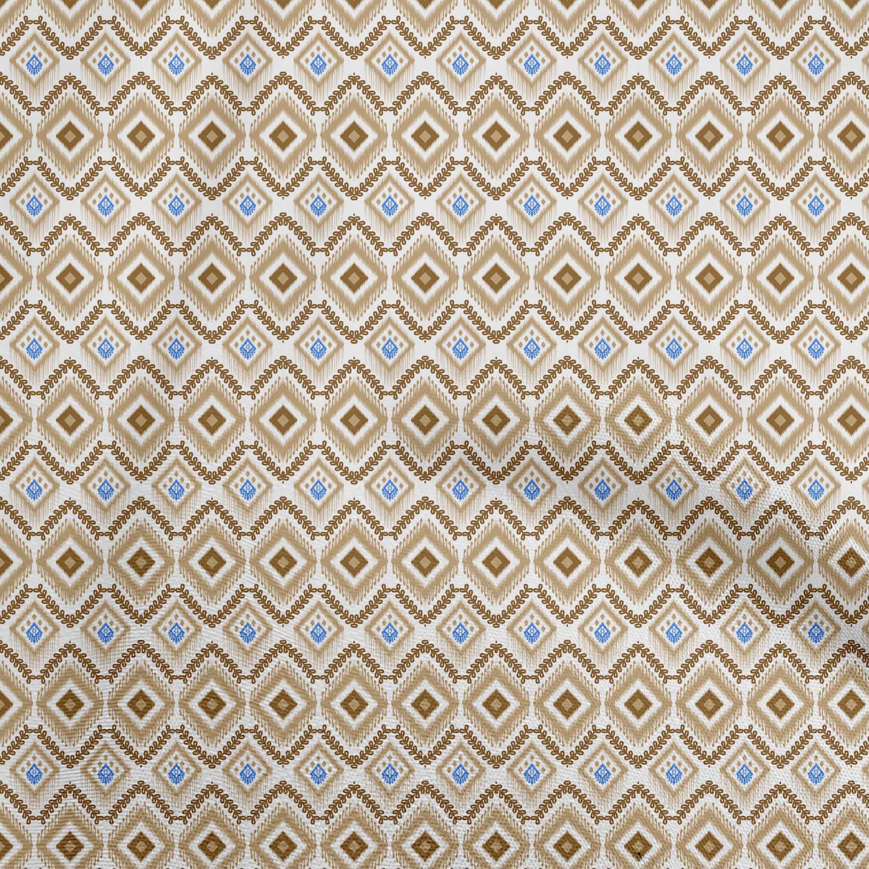 oneOone Viscose Chiffon Beige Fabric Ikat Sewing Material Print Fabric ...