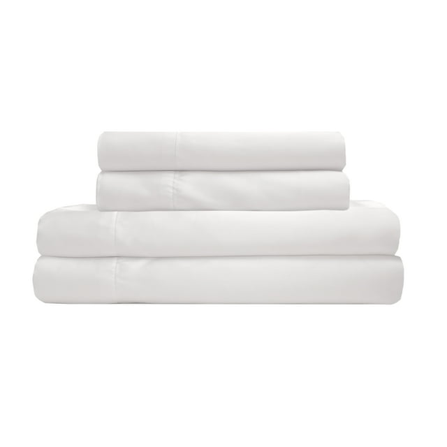 Luxury Satin 100 Percent Polyester Solid Sheet Set, Queen, White ...