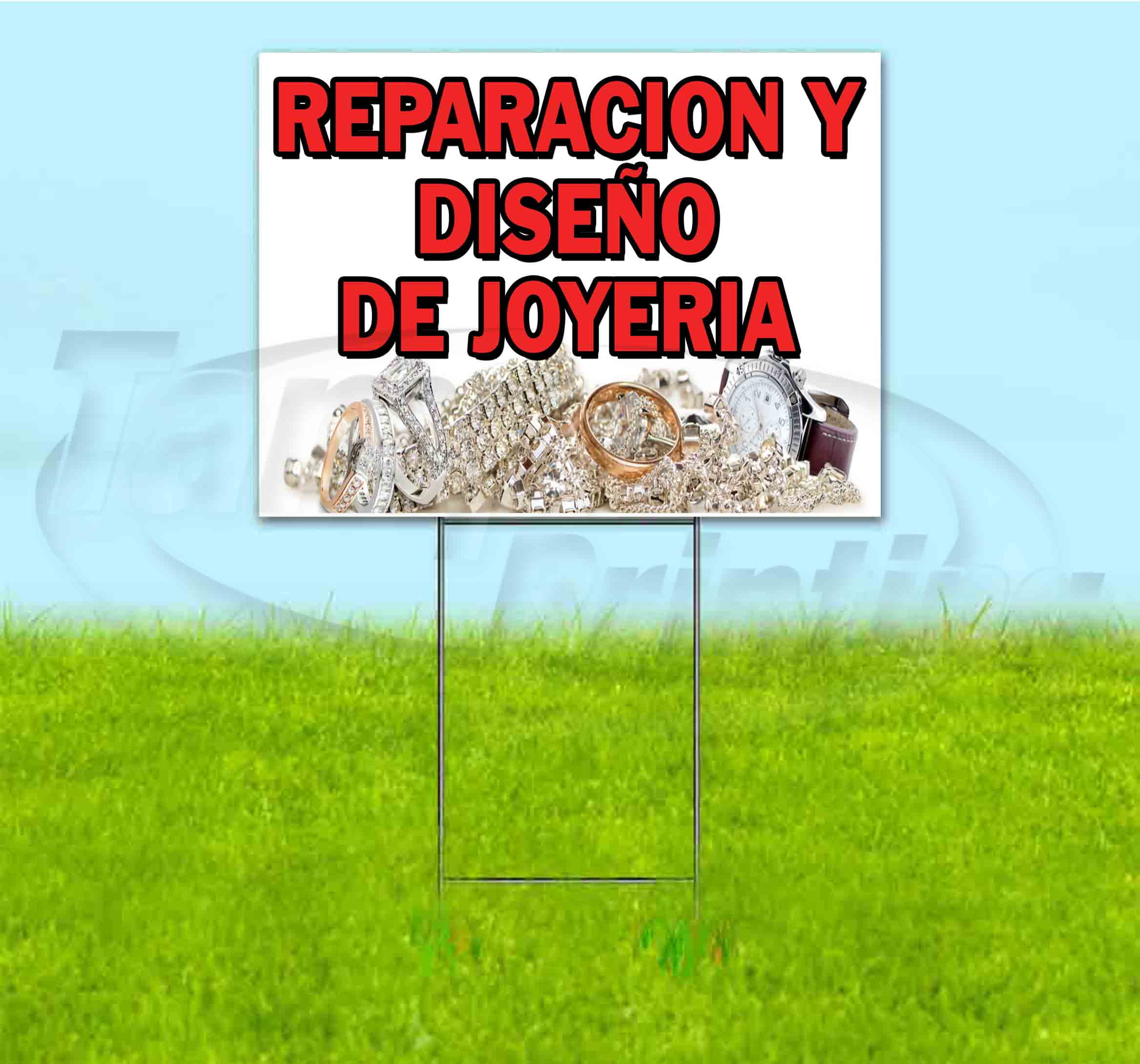 Reparacion Y Diseño De Joyeria (18" x 24") Yard Sign, Includes Metal ...