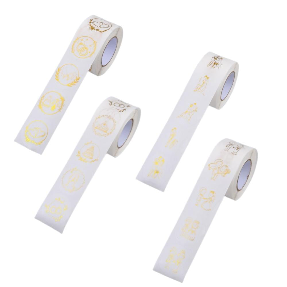 Esaierr 4 Rolls of Round Wedding Gold-Shaped Stickers Self-Adhesive ...