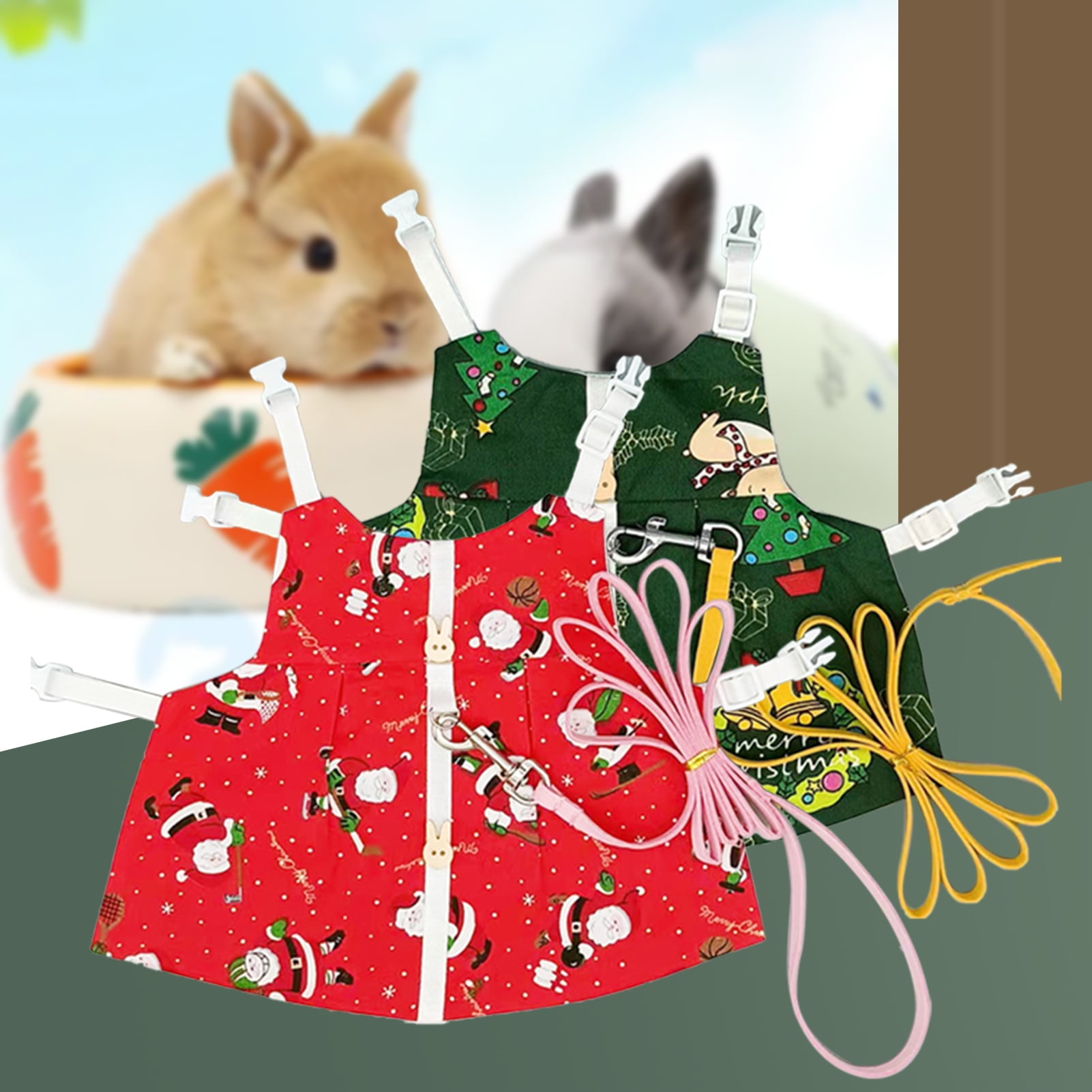 Walbest Pet Rabbit Dresses, Denim Small Animal Harness Vest and Leash ...