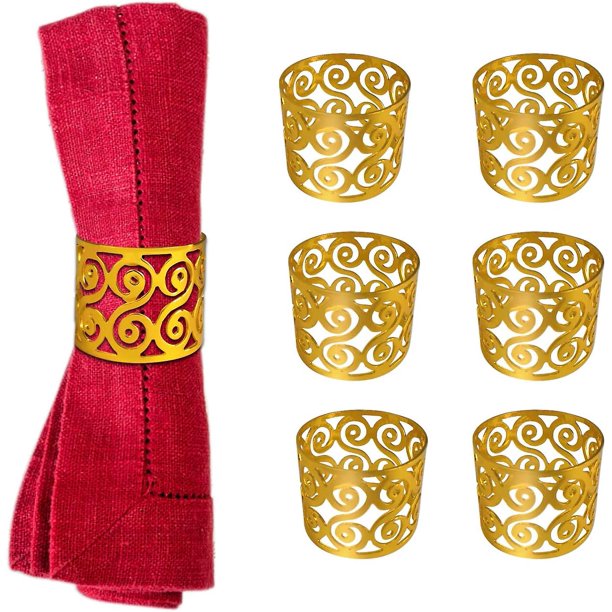 Napkin Rings Of Set 6, Delicate Table Decors For Christmas Holiday ...