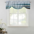 Blue Grey Oil Painting Tie Up Valance Curtains Modern Abstract Beach ...