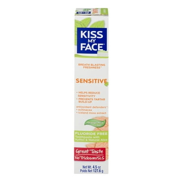 Kiss My Face, Sensitive Fluoride-Free Gel Toothpaste, Citrus Mint , 4.5 ...