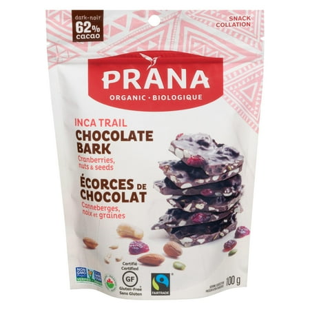 Prana organic Inca Trail Cranberries Nuts And Seeds 62% Chocolate Bark ...