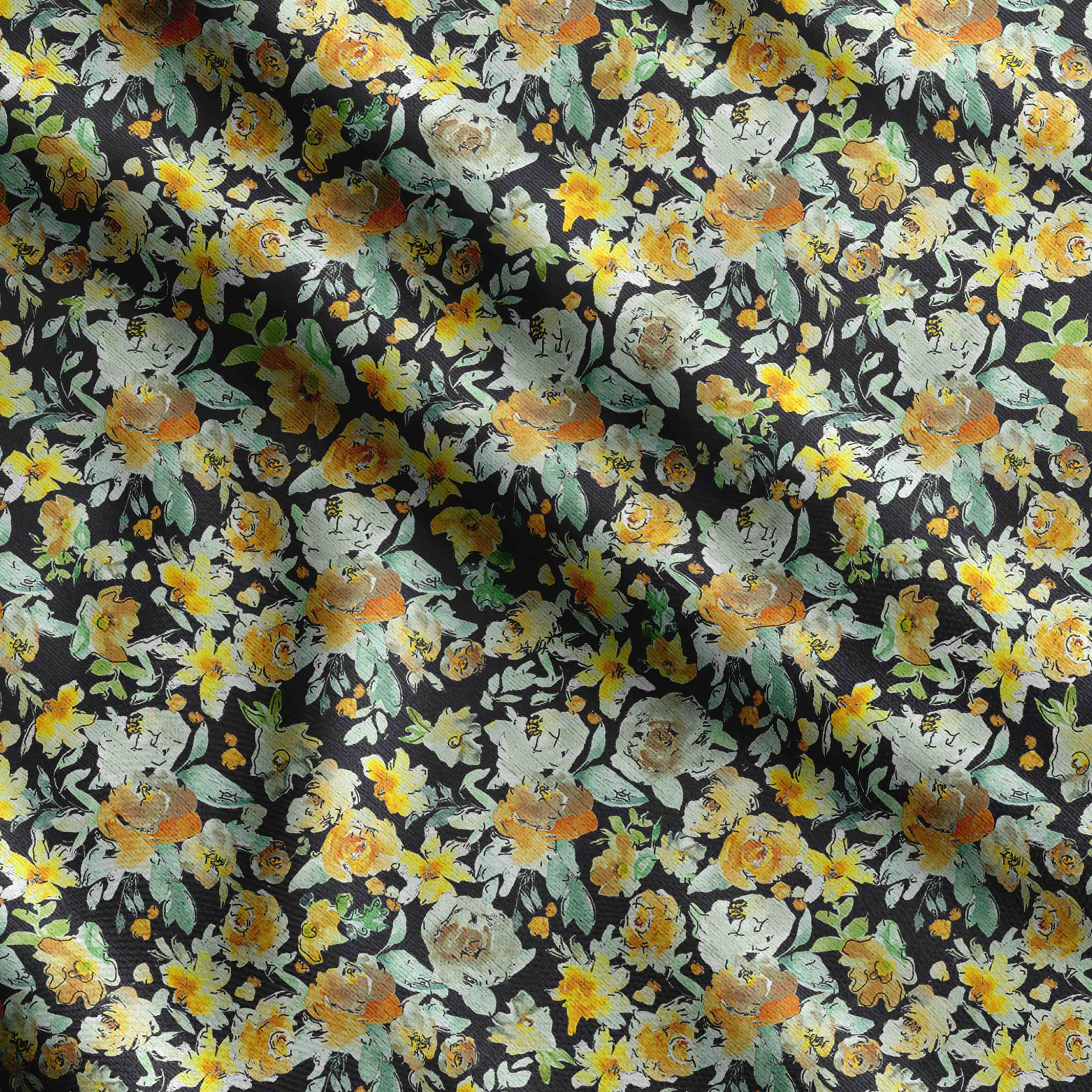 Soimoi Watercolor Floral Print,Cotton Cambric, Quilting Fabric Sold by ...