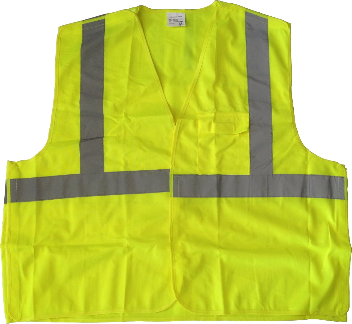Boston Industrial Safety Vest Lime Green with Reflective Stripes Class ...
