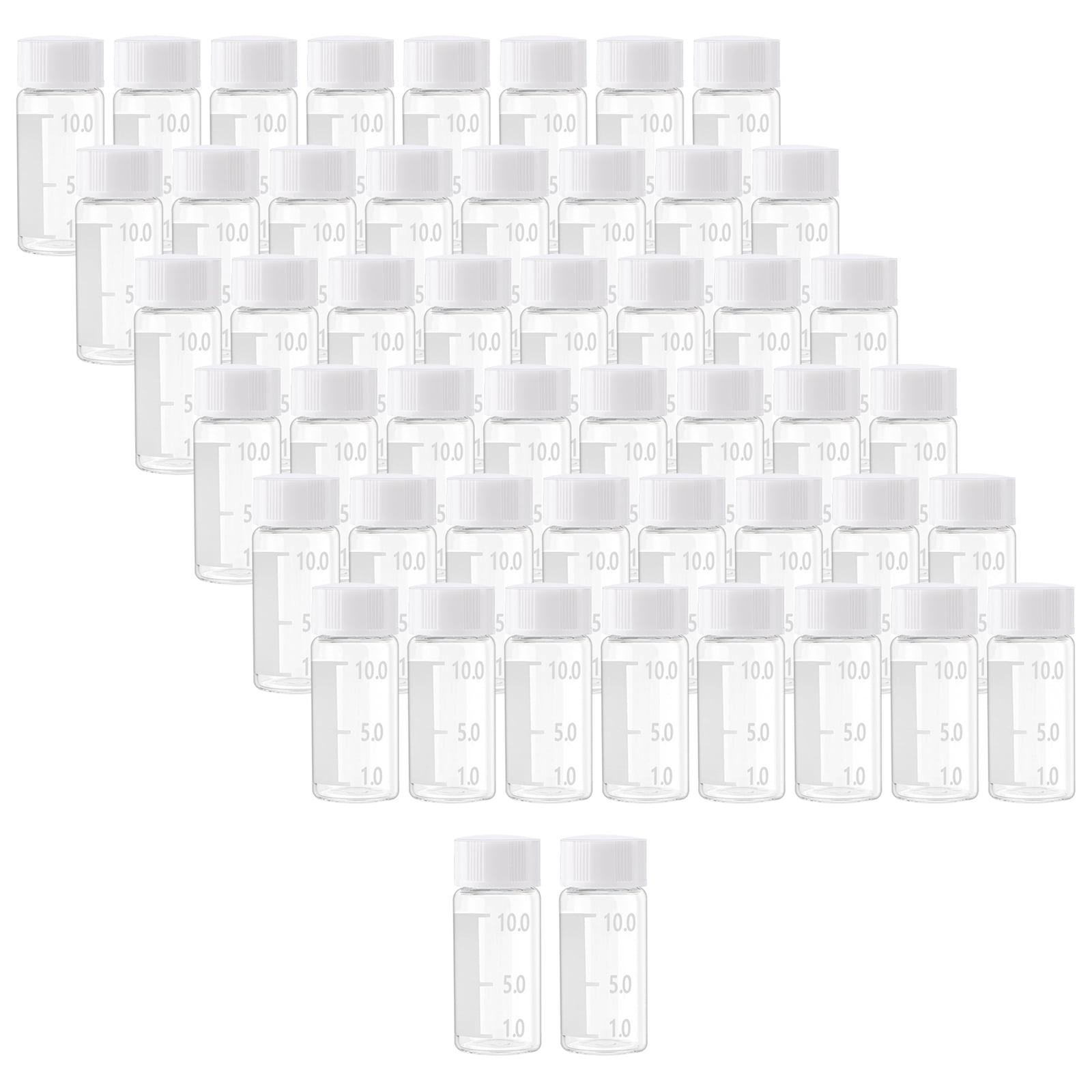 50 pack of 10ml Clear Glass Bottles Storage Container Sample Cosmetic ...