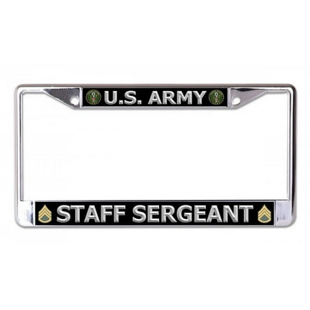 U.S. Army Staff Sergeant Silver Letters Chrome License Plate Frame ...