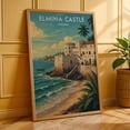 Affixzi Elmina Castle Poster, Modern Retro Travel Style, Teal and Sky ...