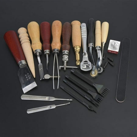 Leather Craft Tool Kit, 19pcs/Set Leathercraft Stitching Carving DIY ...