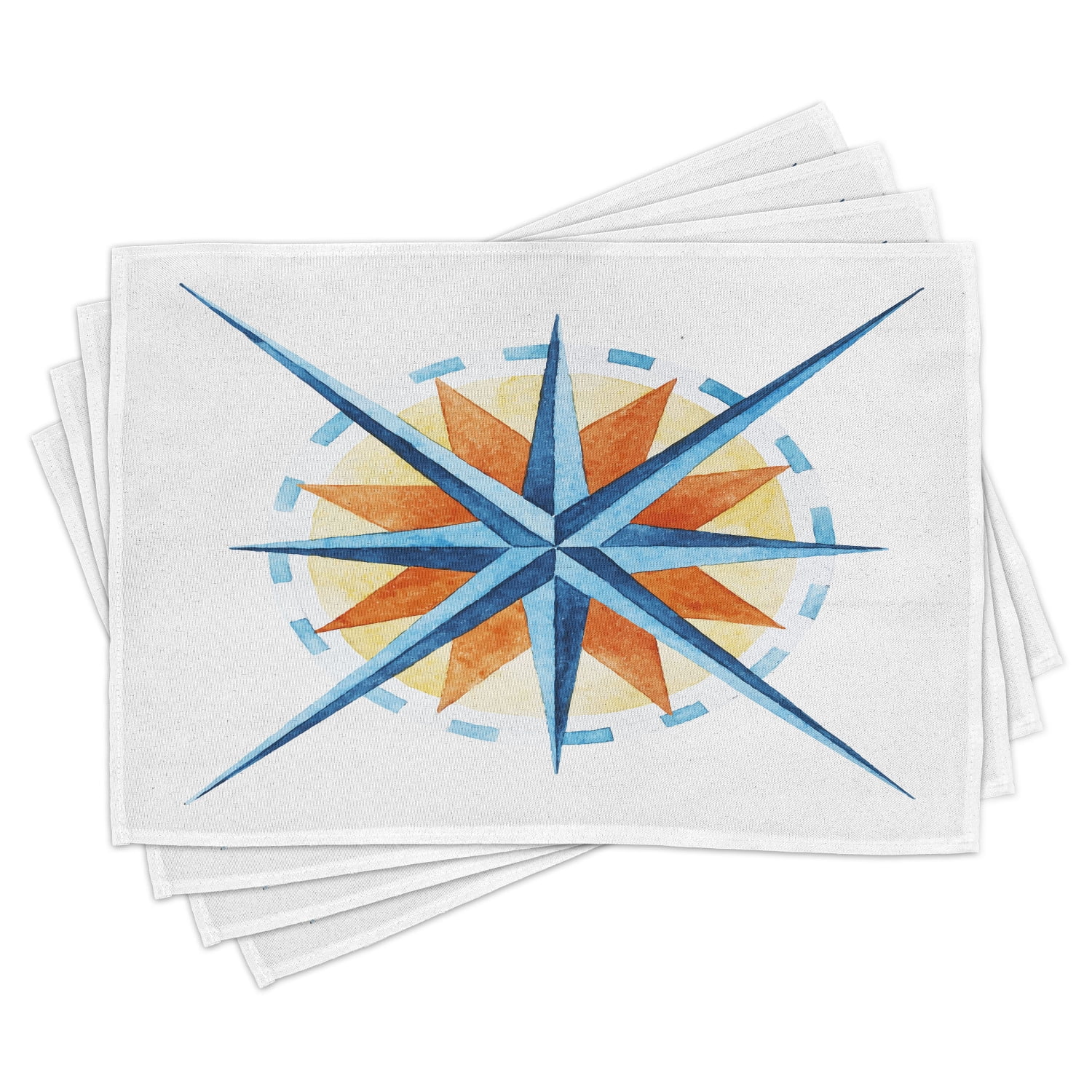 Ambesonne Compass Place Mats Set of 4, Watercolor Directions, Standard ...