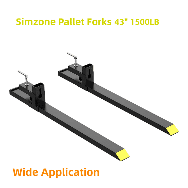 Simzone Clamp-On Pallet Forks 43"L 1500lb, Adjustable Spreader Bar Heavy Duty Front Loader Forks ...
