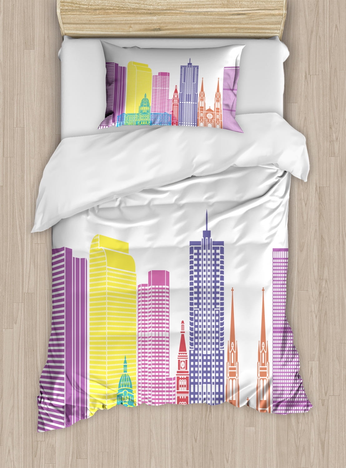 Denver Duvet Cover Set Twin Size, Urban Buildings Apartments North ...