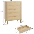 Boho 5-Drawer Tall Dresser with Rattan Panels, Wood Frame & Metal ...
