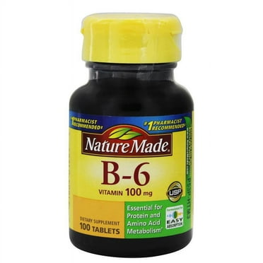 Nature Made Vitamin B-6 100mg Tablets, Essential for Protein and Amino ...