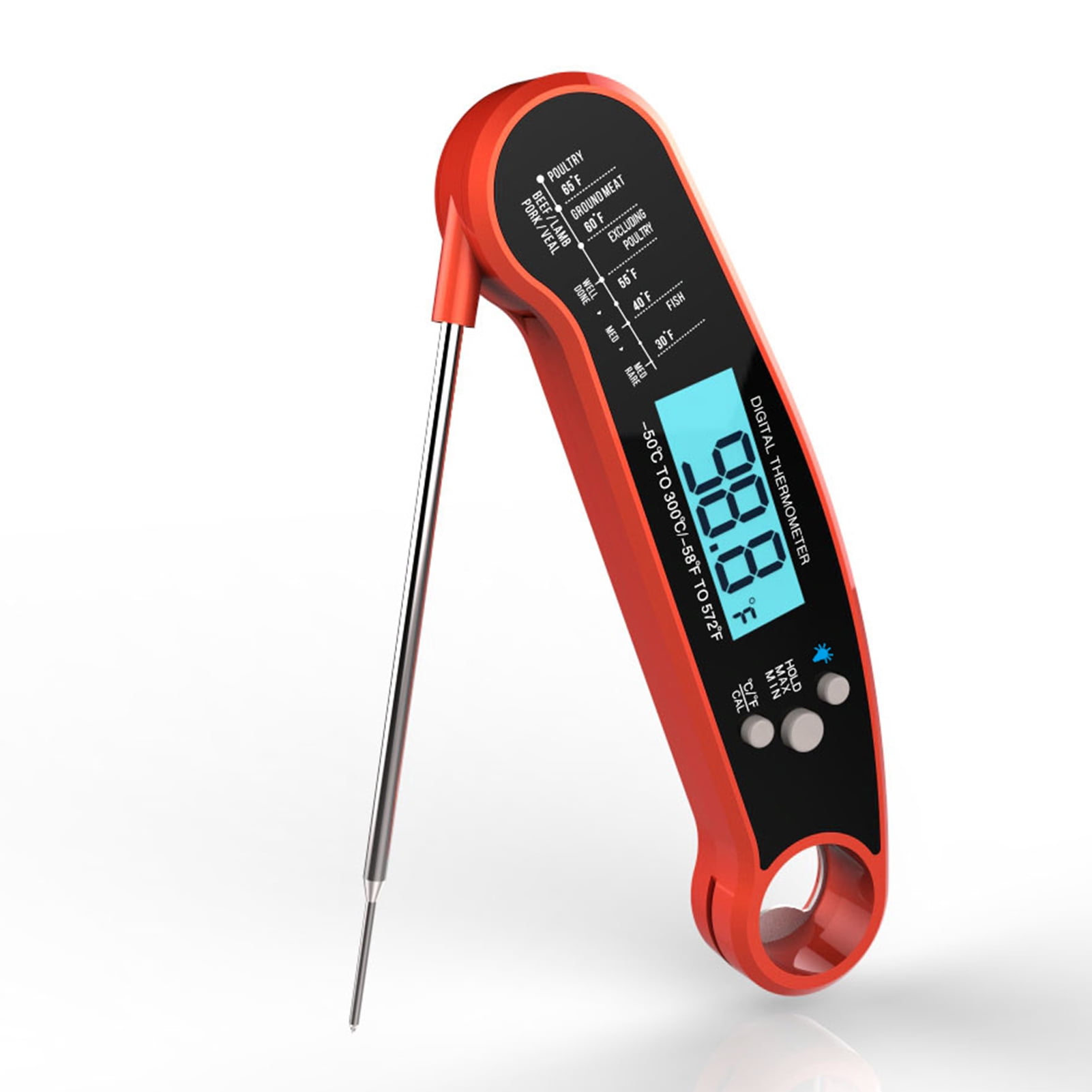 Termómetro digital para alimentos con sonda plegable y abreboteras ...