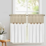 Alishomtll Linen Kitchen Curtains 36 inch Farmhouse Boho Button Light ...