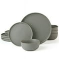 Famiware 12-Piece Dark Gray Dinnerware Set, Matte Dining Kitchen Ware ...