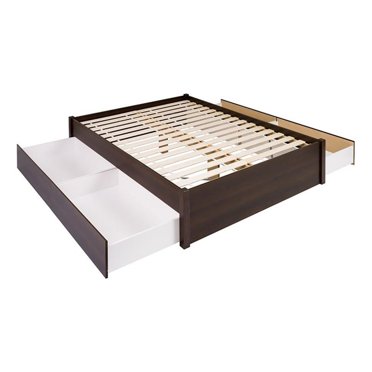 Pemberly Row Modern Wooden Queen 4-Post Platform Bed with 2 Drawers in ...