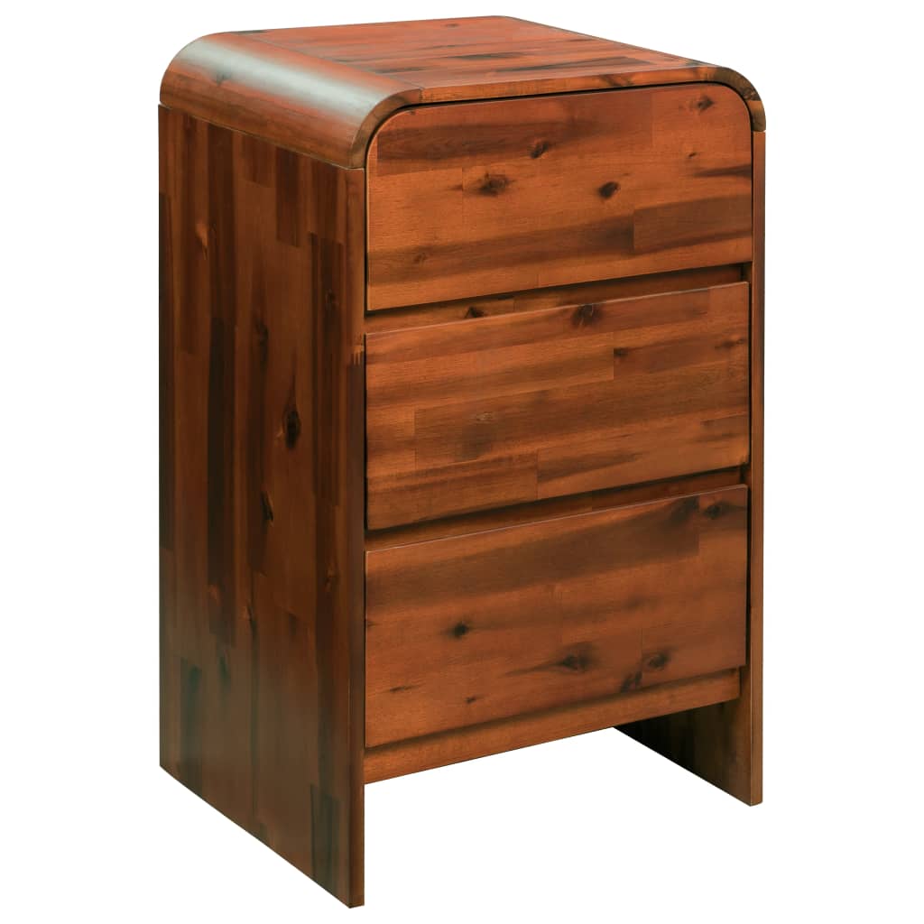 Vidaxl Solid Acacia Wood Chest Of 3 Drawers Storage Cabinet Side 17 7