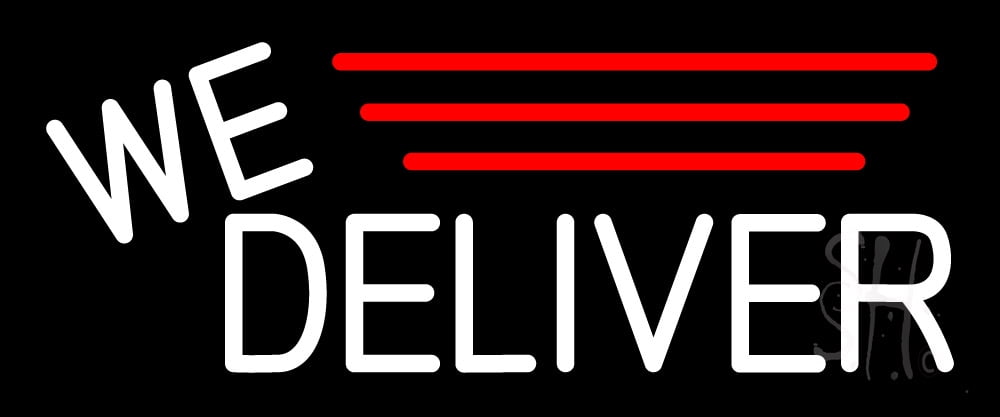 White We Deliver LED Neon Sign 10 x 24 - inches, Black Square Cut ...