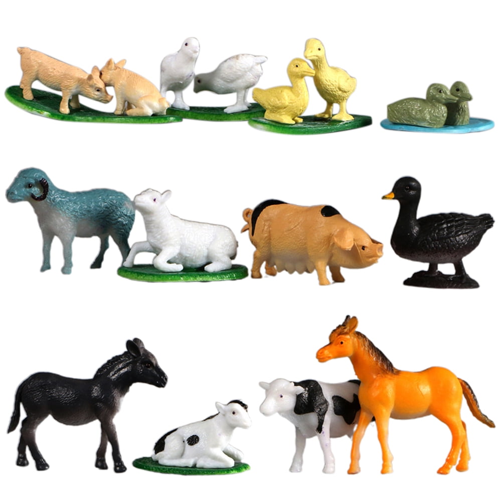 Skindy Miniature Realistic PVC Farm Animal Models - 12-Piece Set of ...