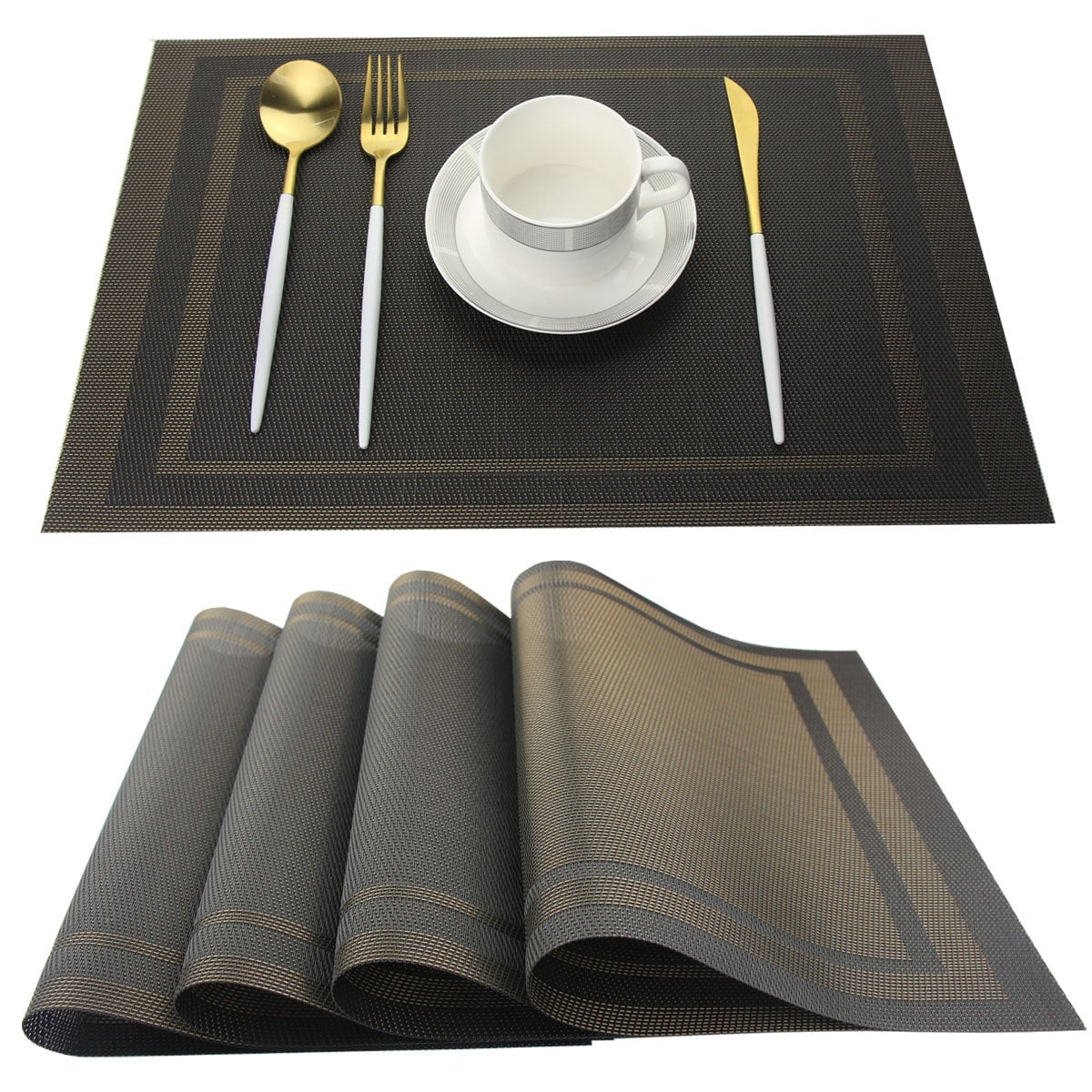 Emlimny 4Pcs Washable Placemats, Easy to Clean PVC Placemat for Kitchen ...