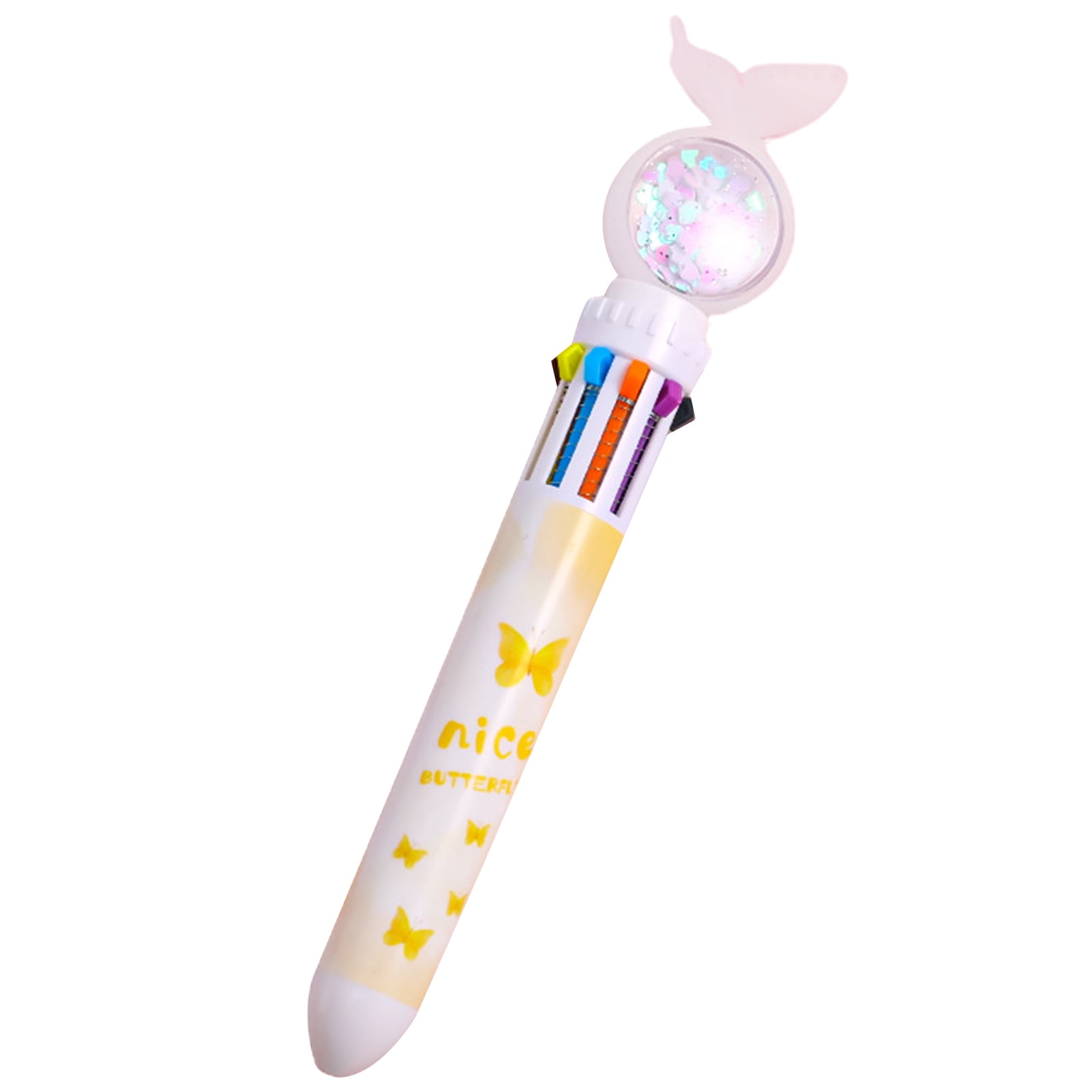 10-Color Butterfly Ballpoint Pen Student Sequins Ten-Color-In-One Press ...