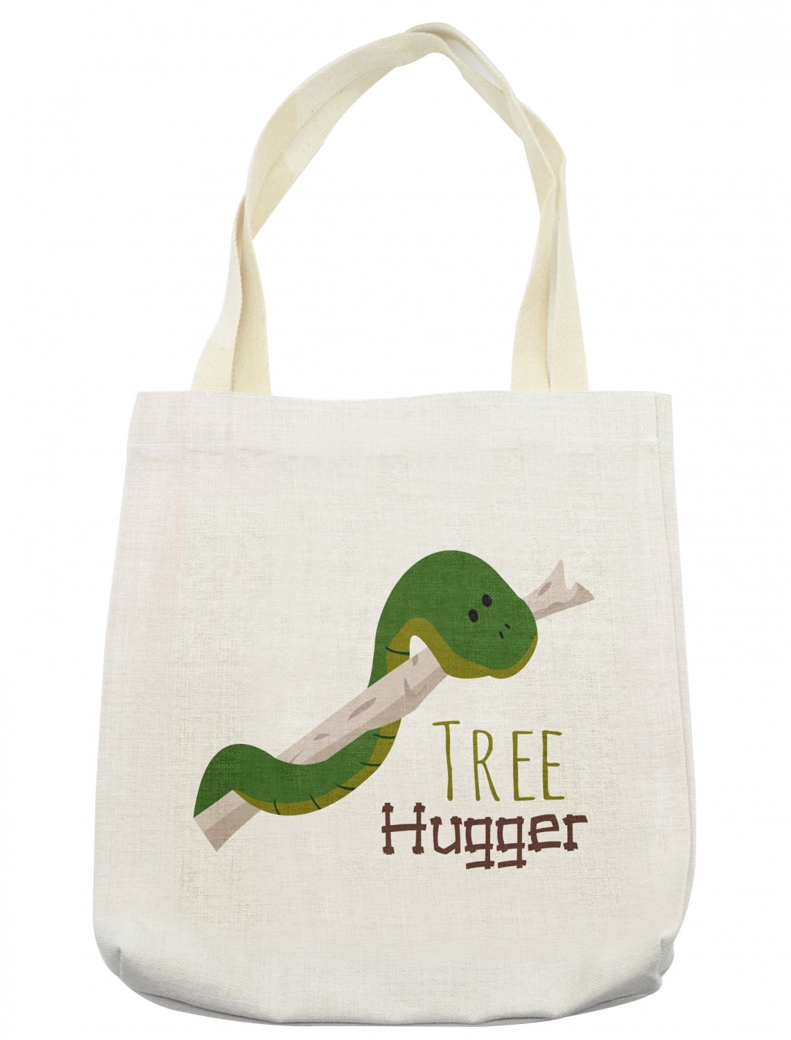 Reptile Tote Bag, Cartoon Snake Hanging from Tree Hug Love Mascot Humor ...