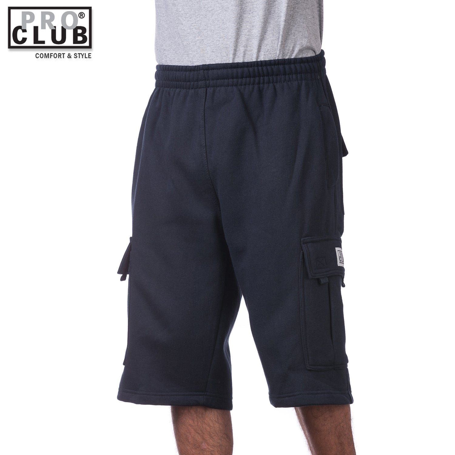 Pro Club Men's Fleece Cargo Shorts Pants Navy-L - Walmart.com