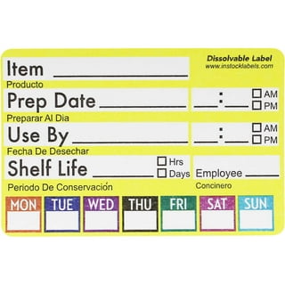 Dissolvable Food Rotation Prep White Adhesive Labels | 2 x 3" Inch ...