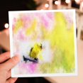 3drose, Image of Watercolor Pink and Yellow with Yellow Bird, 6 ...