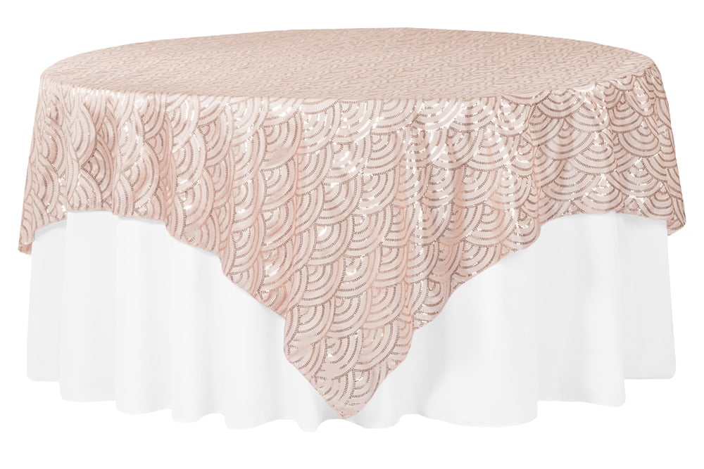 Mermaid Scales Table Overlay Topper 85"x85" Square - Blush/Rose Gold ...