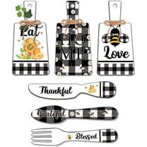 6pcs Bee Kitchen Wooden Sign Wall Decor Eat Wood Cutting Board Sign ...