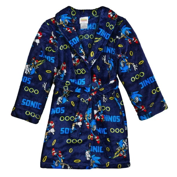 Sonic the Hedgehog Boys Pajama Robe Plush Velvet Fleece Bathrobe, 4-10 ...