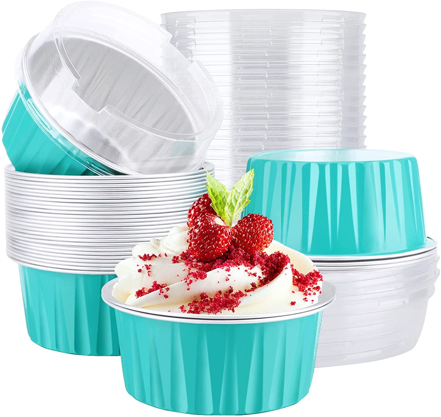 Aluminum Baking Cups with Lids, 30pcs 5oz Disposable Aluminum Foil ...