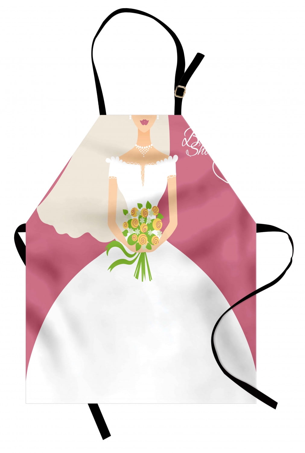 Bridal Shower Apron Wedding Day Celebration Bride with White Dress and ...