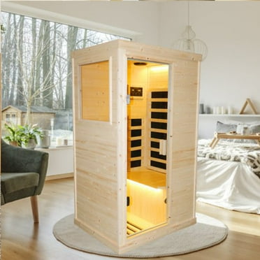 HOSAUNA Outdoor 2 Person Saunas Far Infrared Sauna with Reading Light, 2000W Red Cedar Low EMF ...