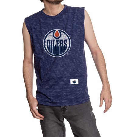 Edmonton Oilers Logo Sleeveless Shirt for Men â Crew Neck Space Dyed ...