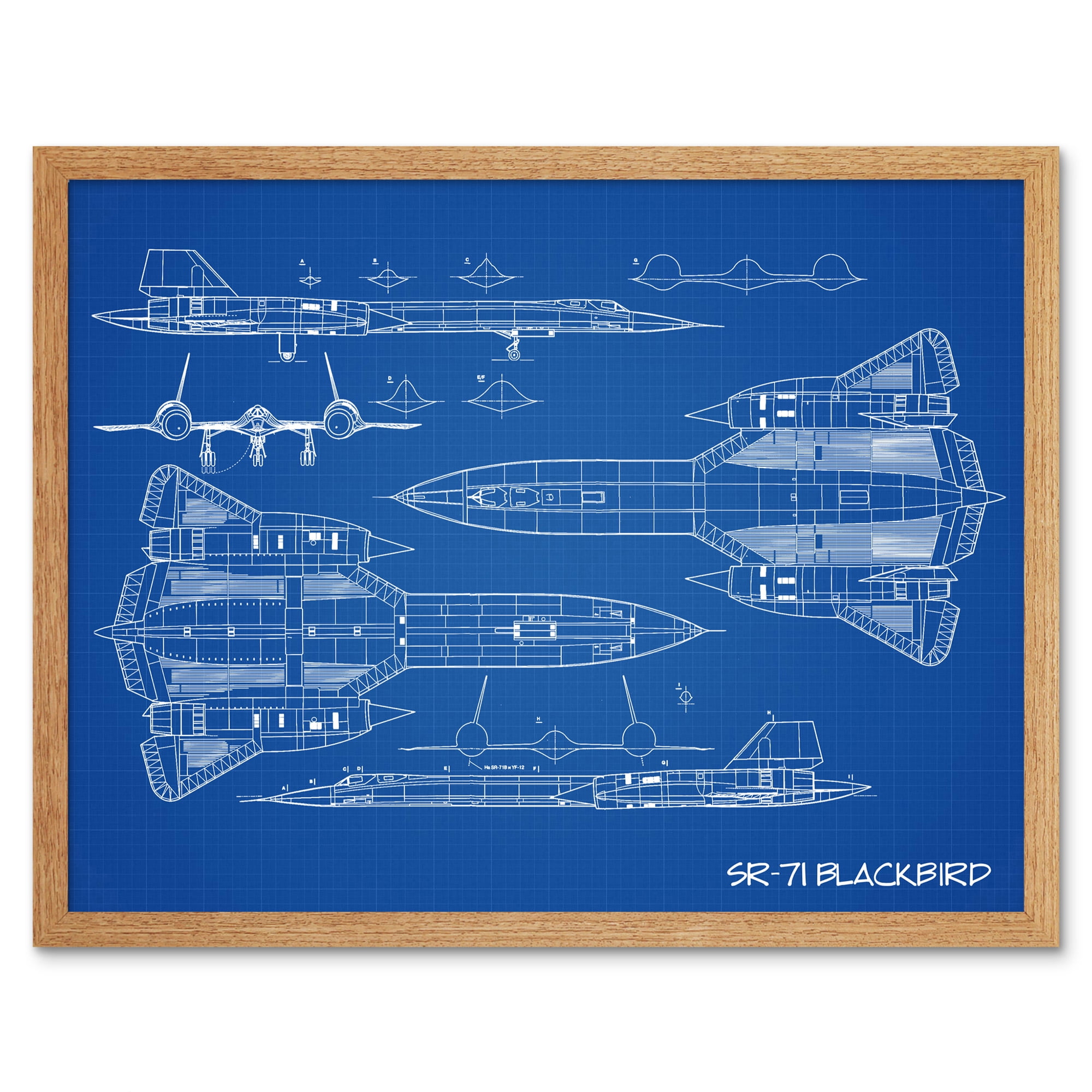 SR-71 Blackbird Habu Us Aircraft Spy Plane Blueprint Plan Illustration ...