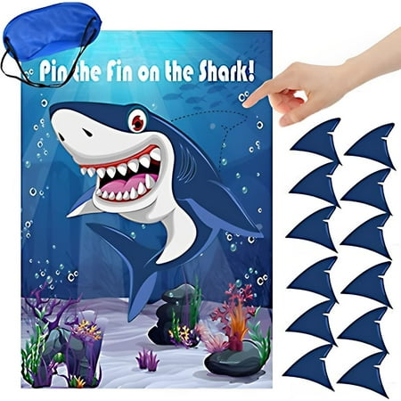 Pin the Fin on the Shark Games Birthday Party Supplies Decorations ...