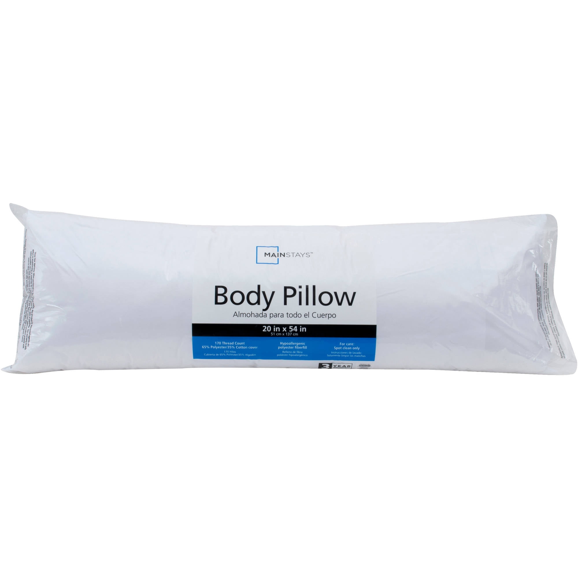 Mainstays Basic White Body Pillow - Walmart.com